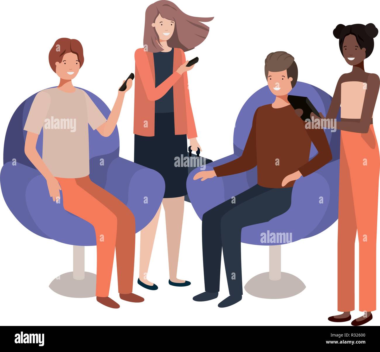 group of people using technology devices Stock Vector Image & Art - Alamy