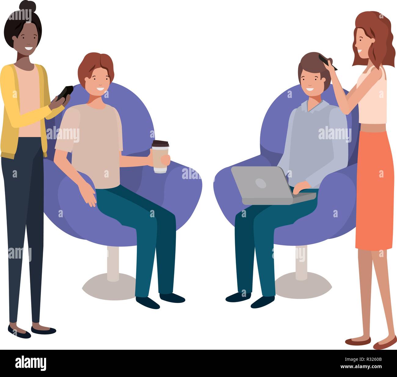 group of people using technology devices Stock Vector Image & Art - Alamy