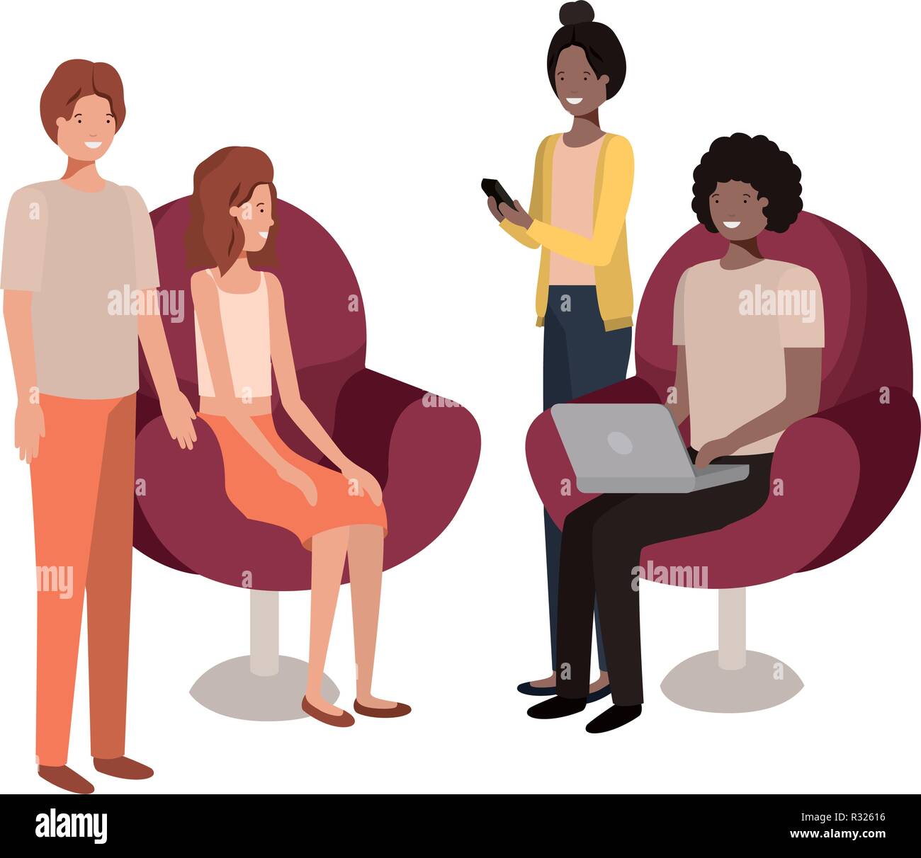 Business person happy using tech Stock Vector Images - Alamy