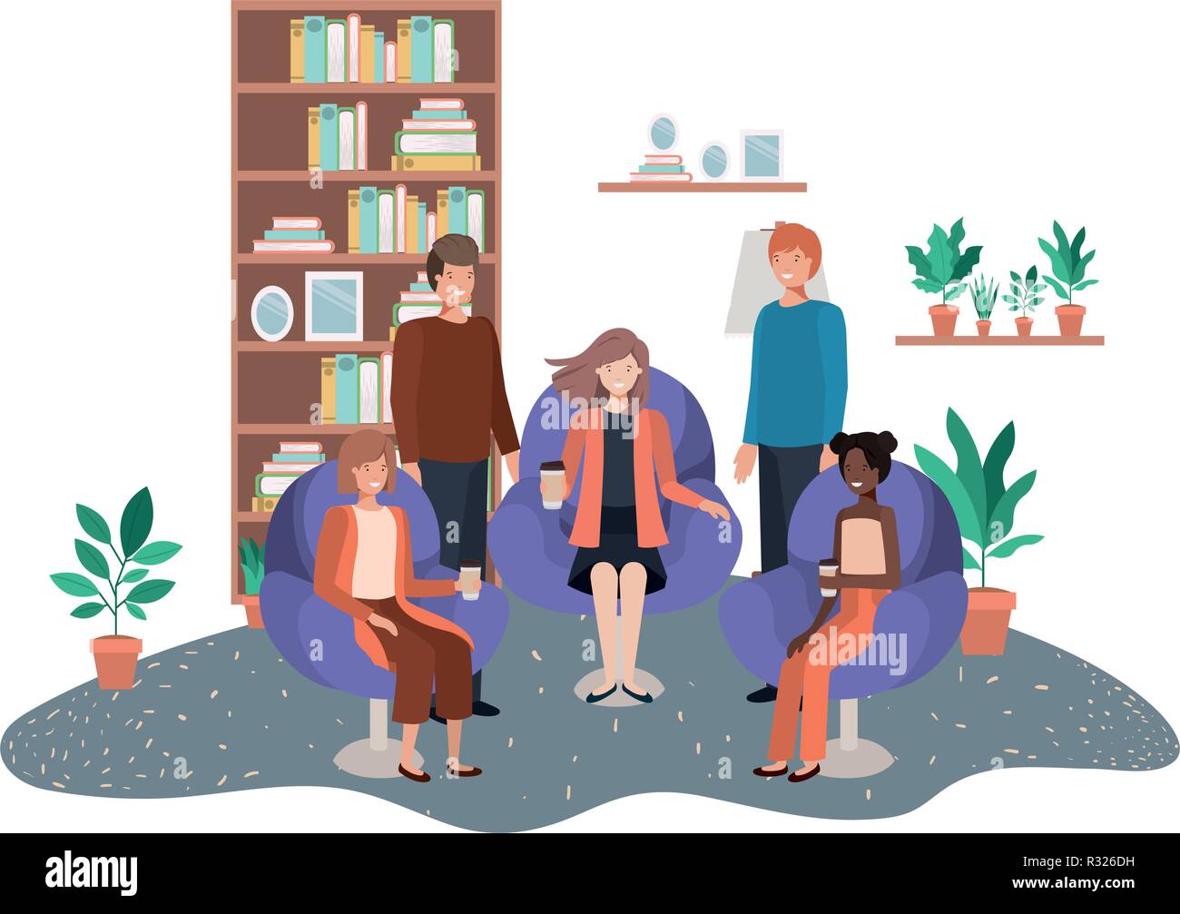 Group of friends drinking coffee Stock Vector Images - Alamy