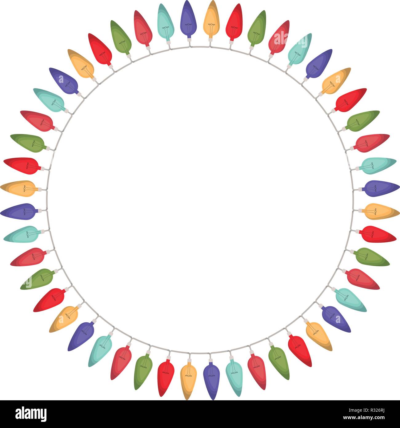 Christmas lights string circle frame Stock Vector Images - Alamy