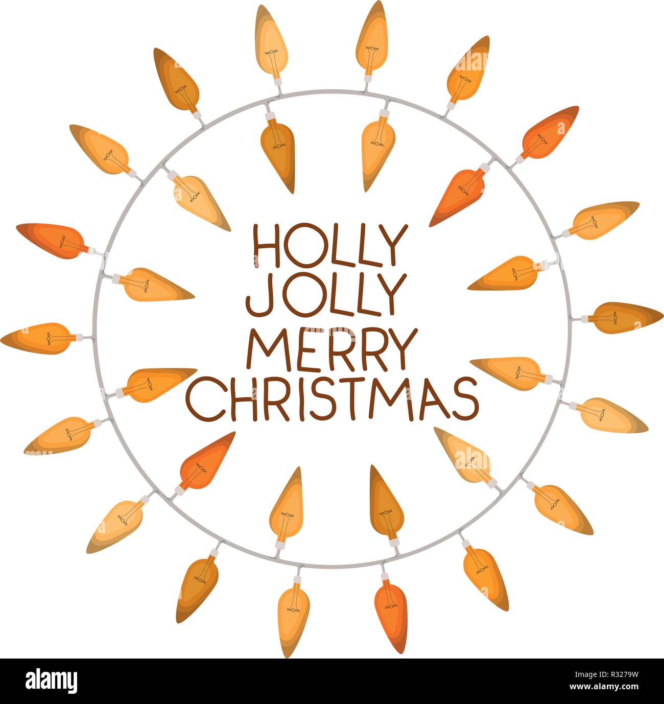 holly jolly merry Christmas with Christmas lights Stock Vector Image ...