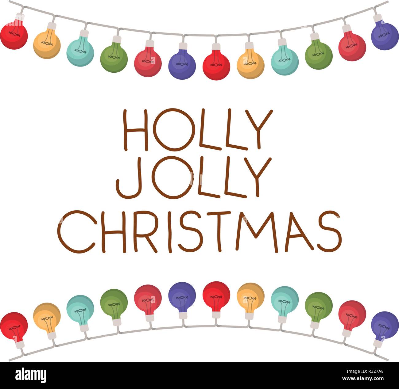 holly jolly merry Christmas with Christmas lights Stock Vector Image ...