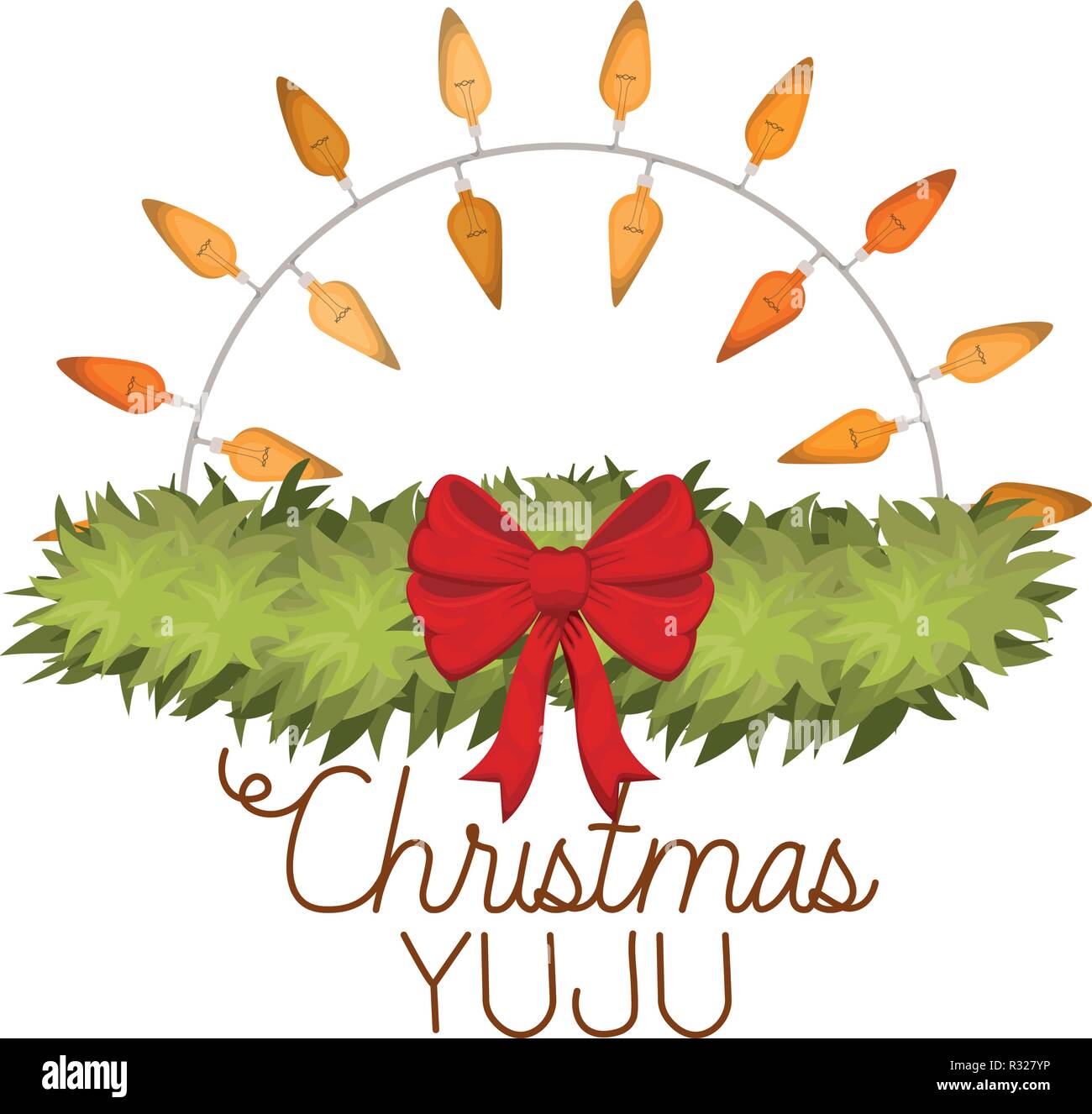 christmas yuju and garland with lights Stock Vector Image & Art - Alamy