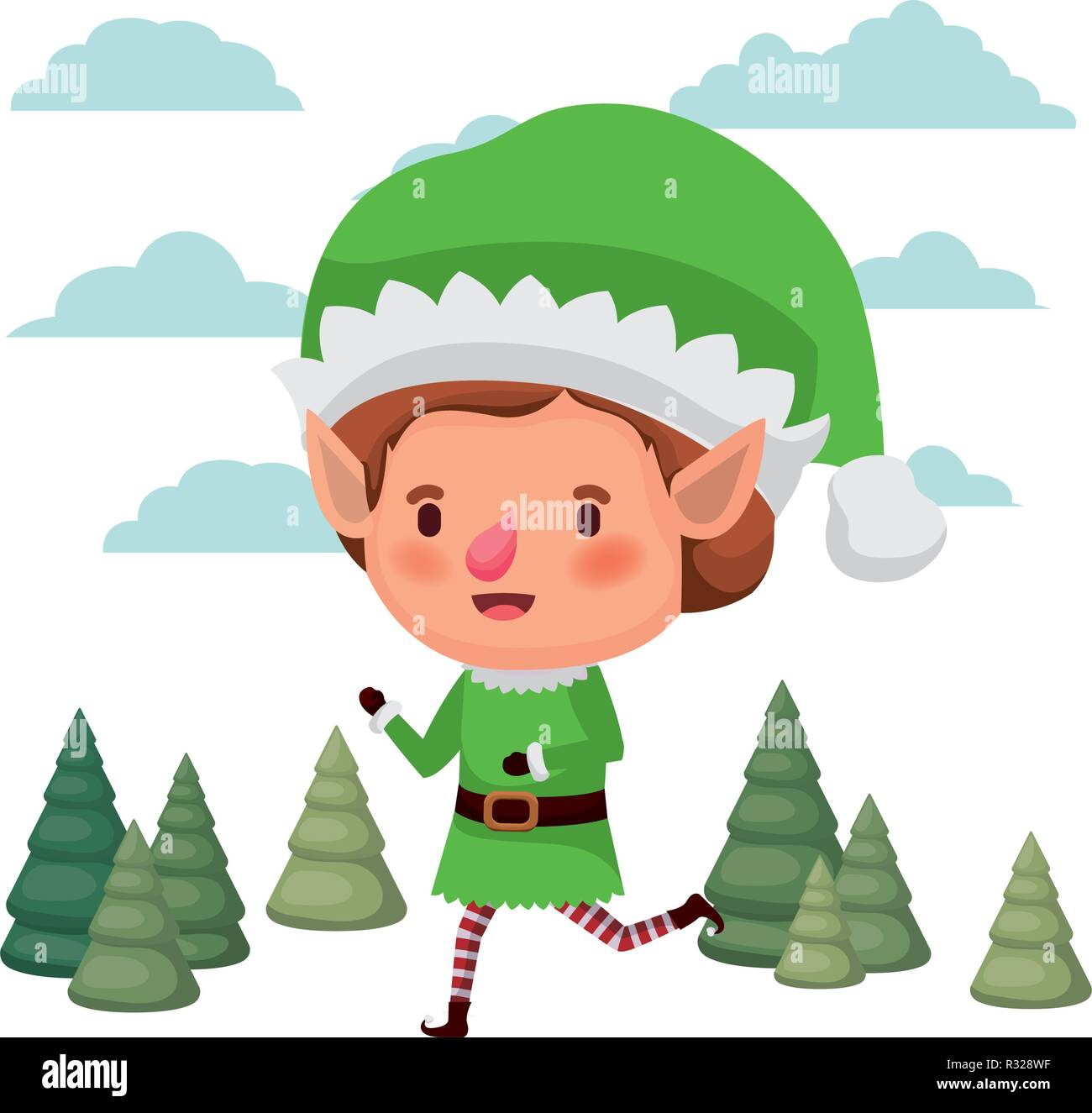 elf moving with christmas trees avatar character Stock Vector Image ...