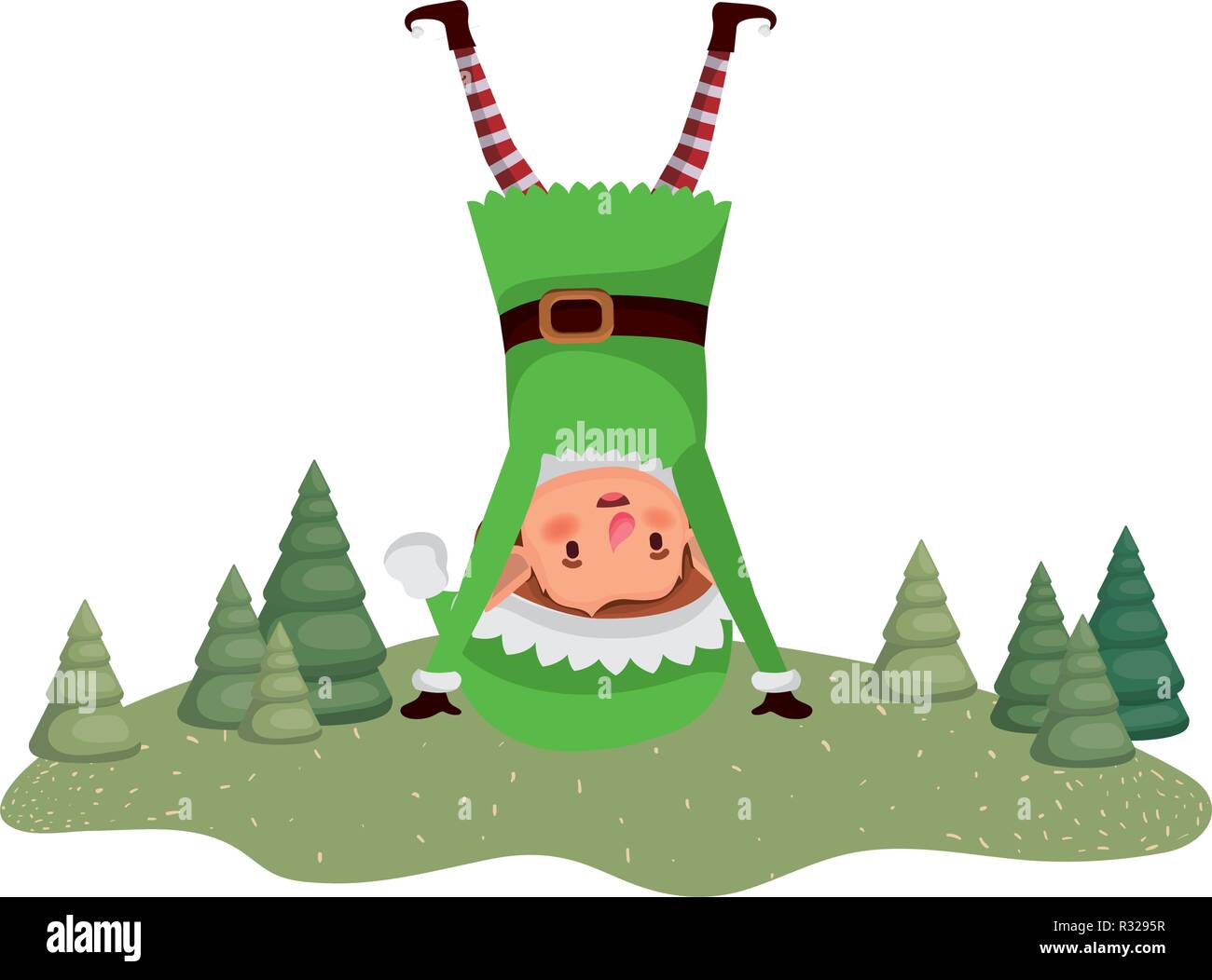 elf moving with christmas trees avatar character Stock Vector Image ...