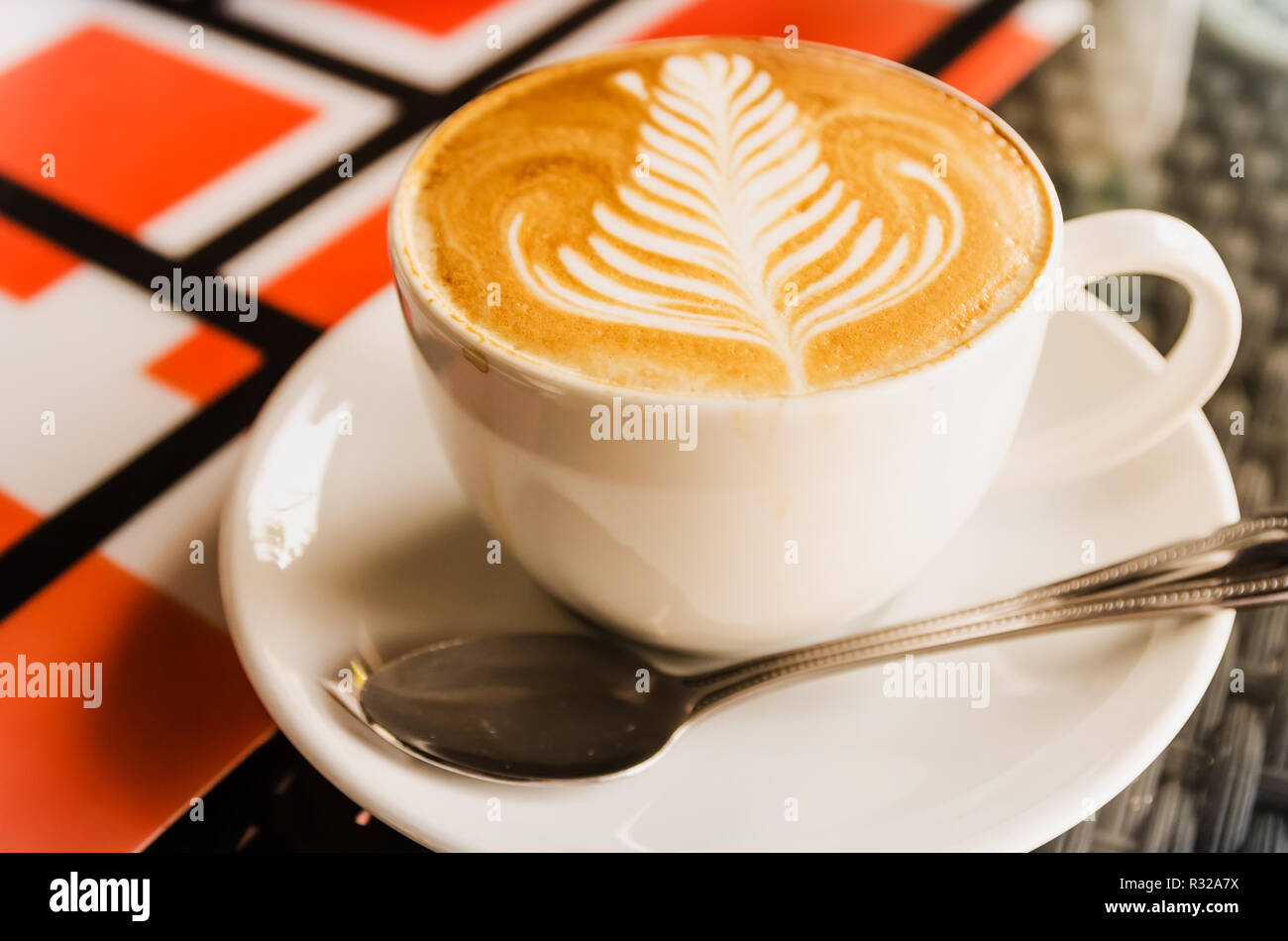 Top view latte art coffee Stock Photo - Alamy