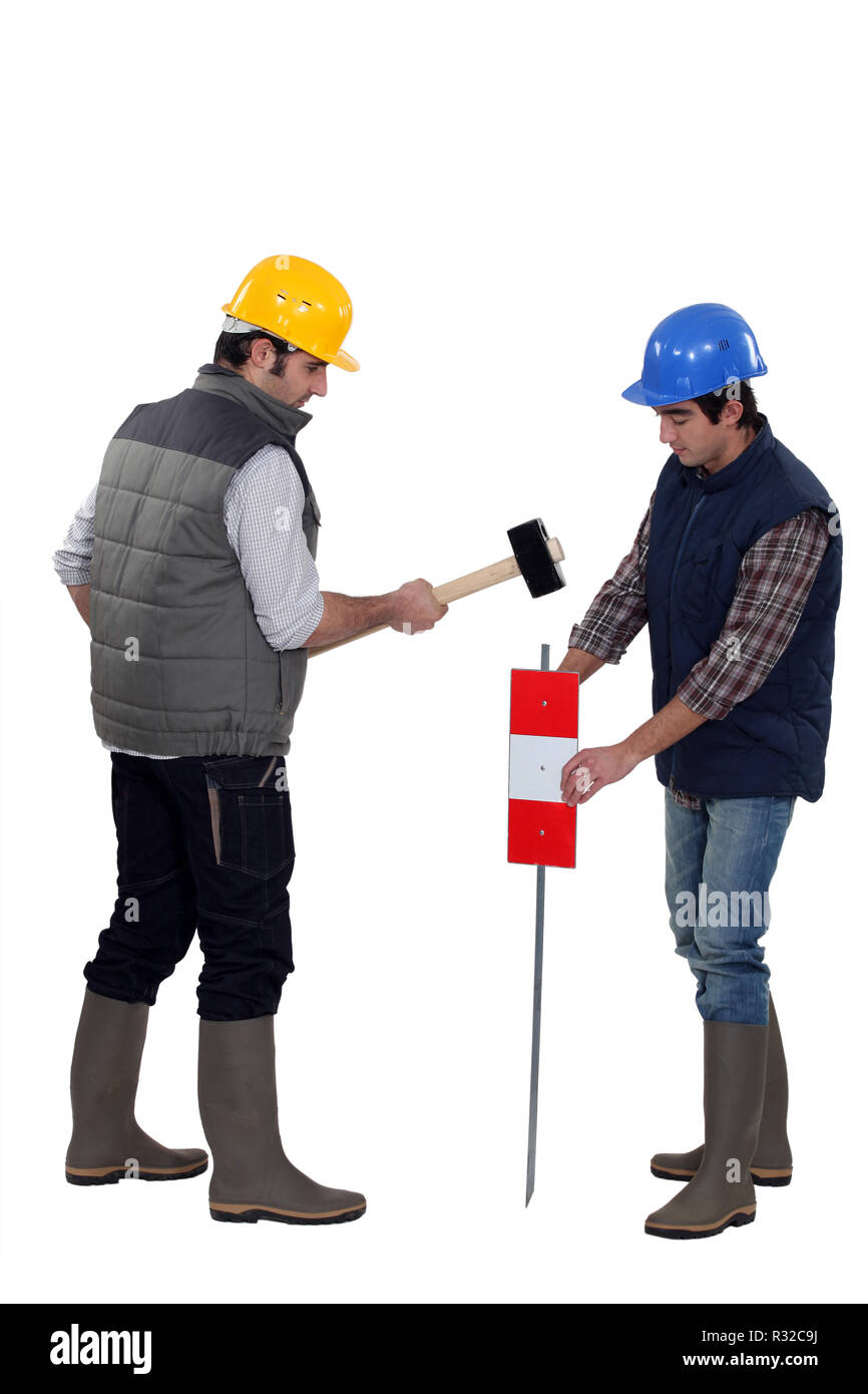 Sign workers exterior Cut Out Stock Images & Pictures - Alamy