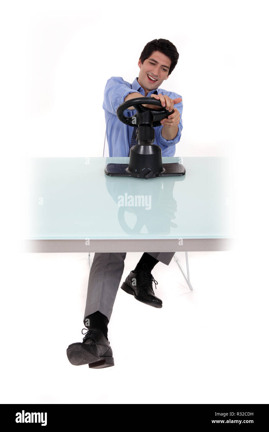 Child pretending to drive racing car hi-res stock photography and ...