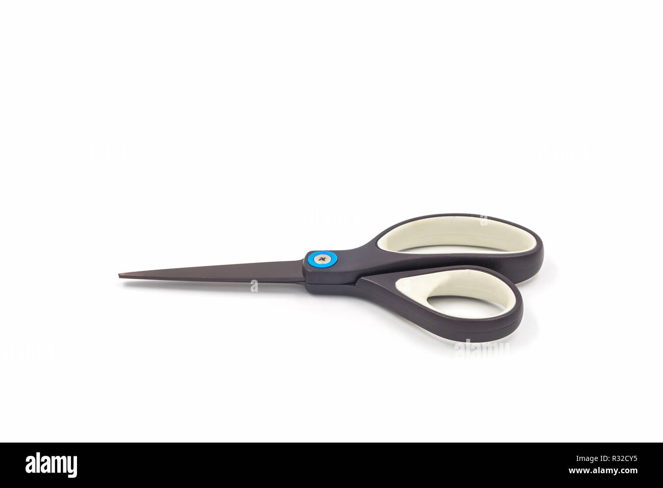 Single black steel scissors isolated on white background Stock Photo ...