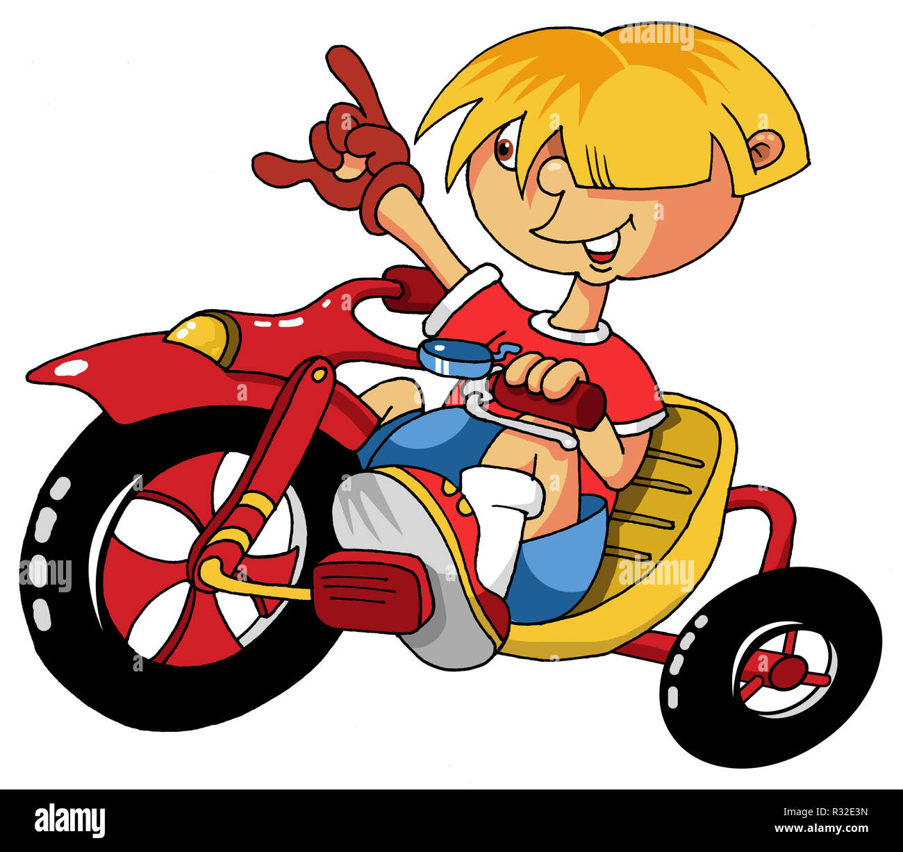 Cartoon image kid riding bicycle hi-res stock photography and images ...