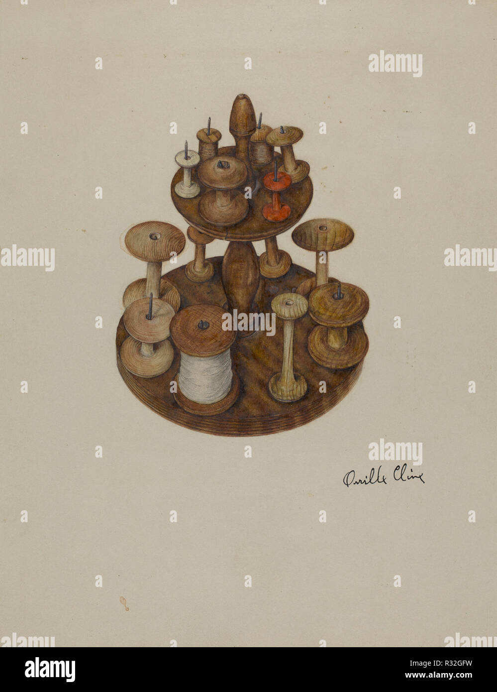 Shaker Spool Rack and Spools. Dated: c. 1939. Dimensions: overall: 30.5 ...