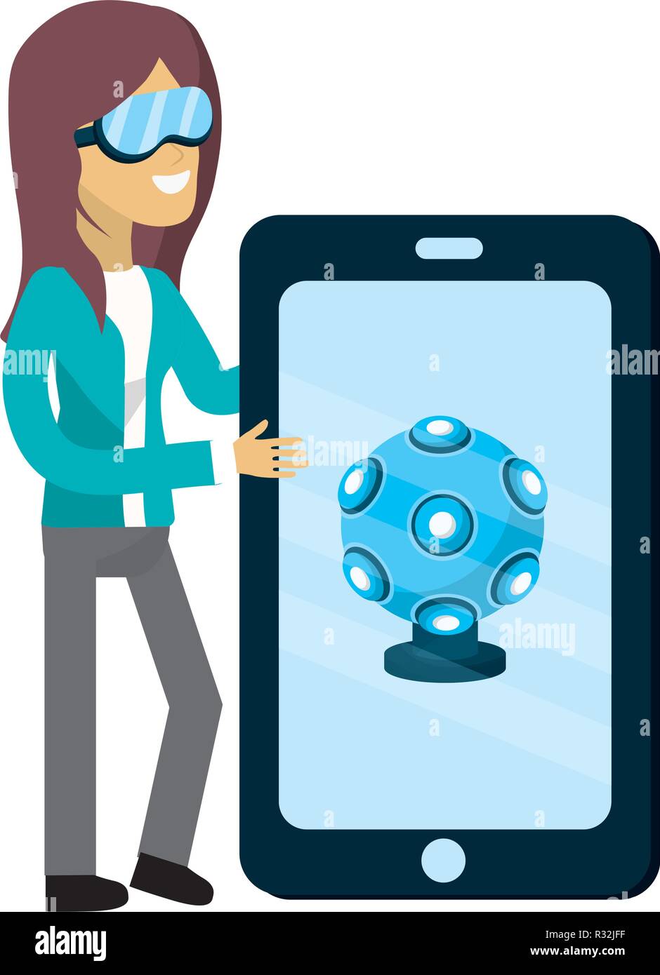 Cartoon woman with glasses design, Concept of virtual reality ...