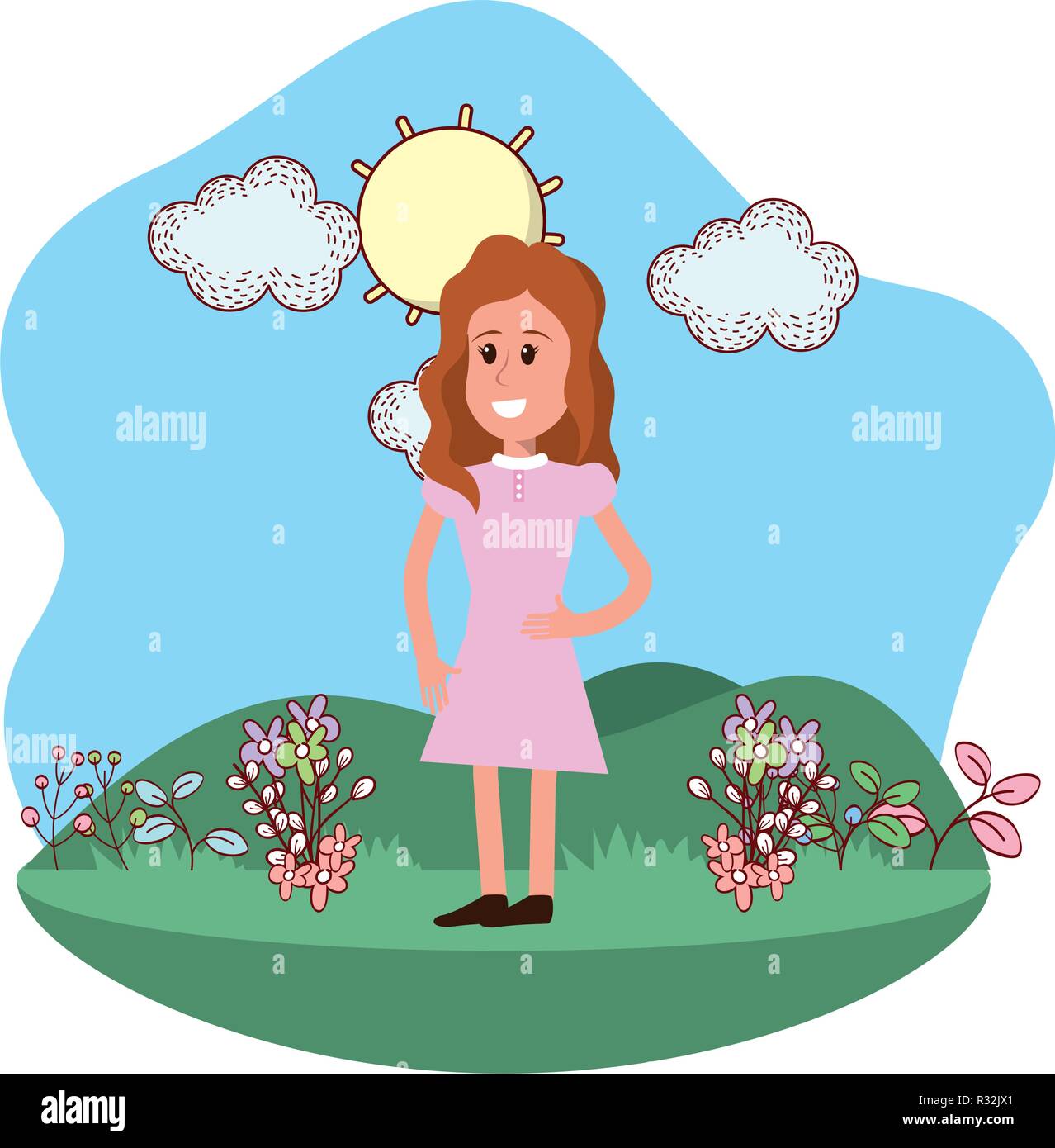 Cartoon woman design, Girl female avatar person and human theme Vector ...