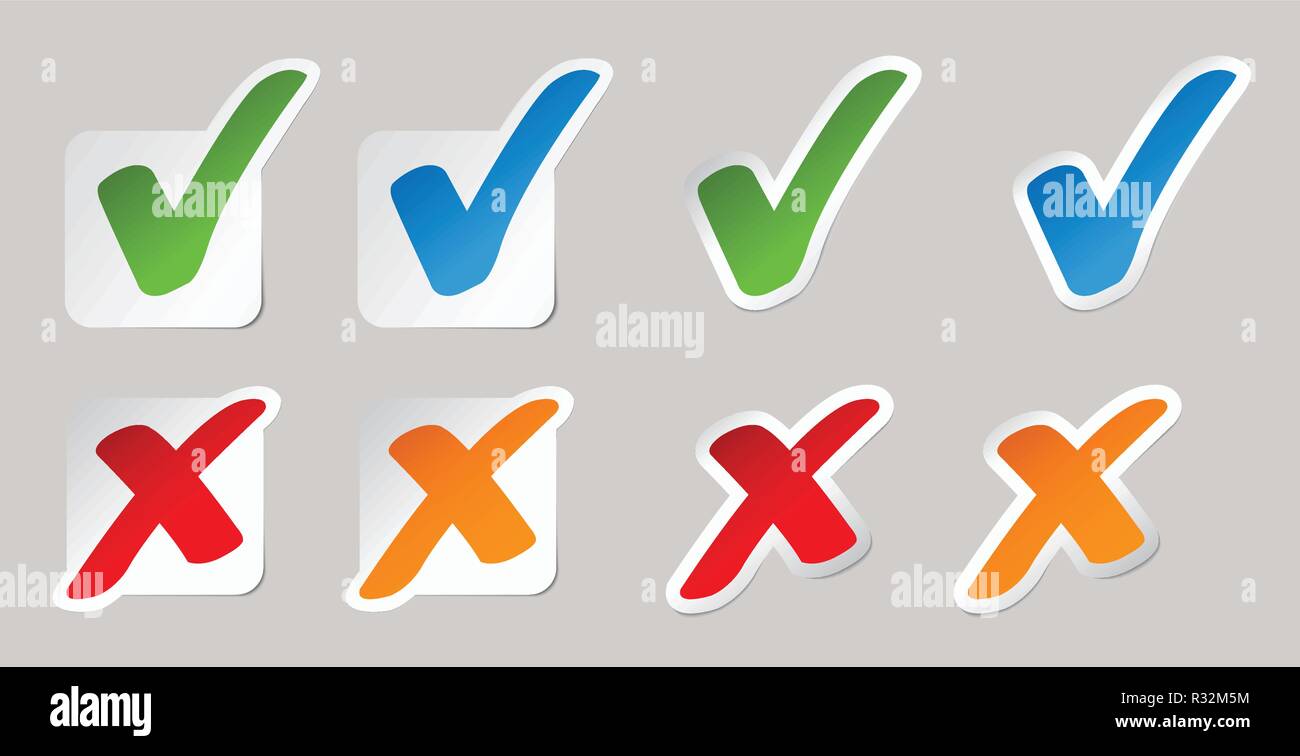 Positive and negative check mark, stickers, adhesive to be attached ...