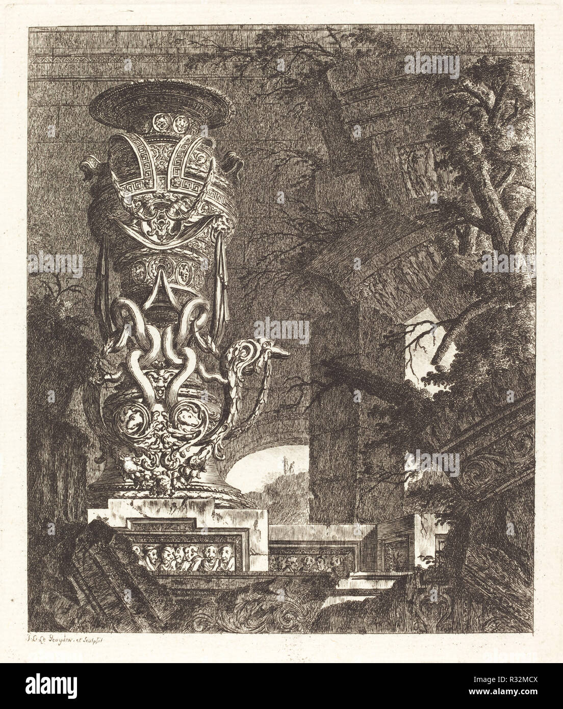 Vase Supported by Intertwined Serpents. Dated: 1768. Medium: etching ...