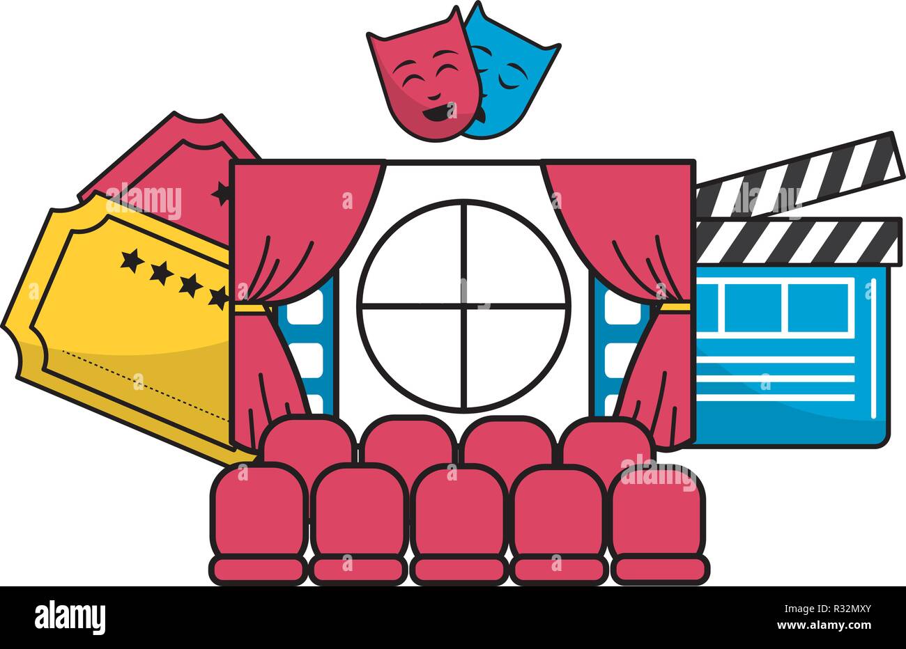 Icon set design, Cinema movie video film media entertainment show and ...