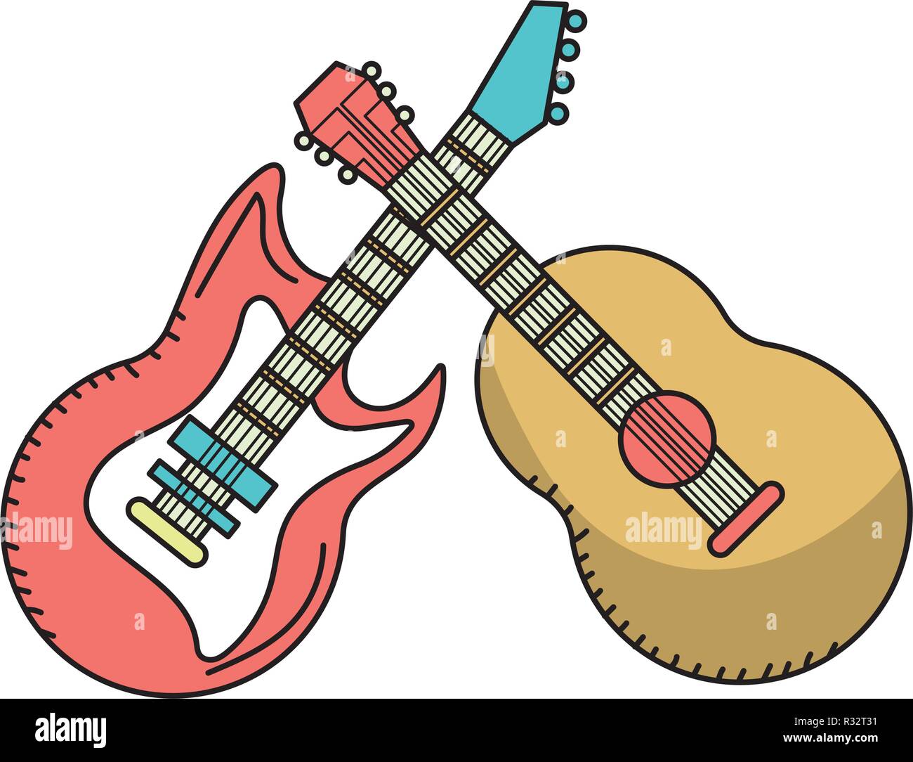 music instrument guitars cartoon vector illustration graphic design ...