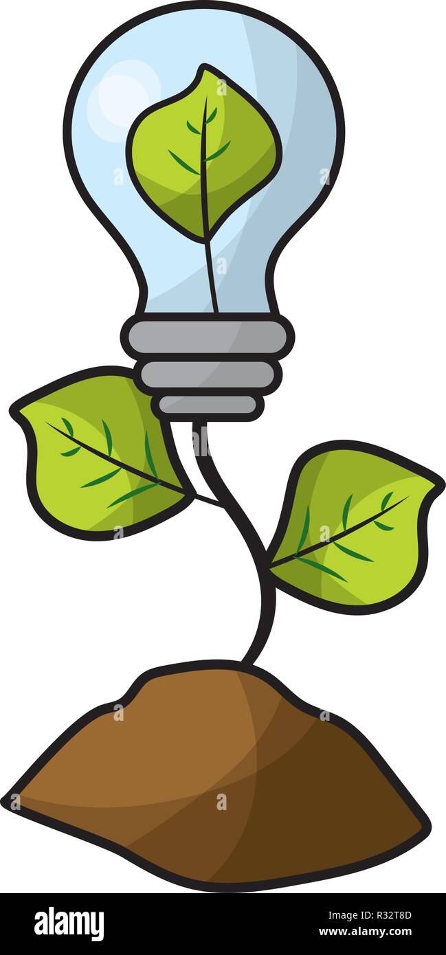 ecological green light bulb cartoon vector illustration graphic design ...
