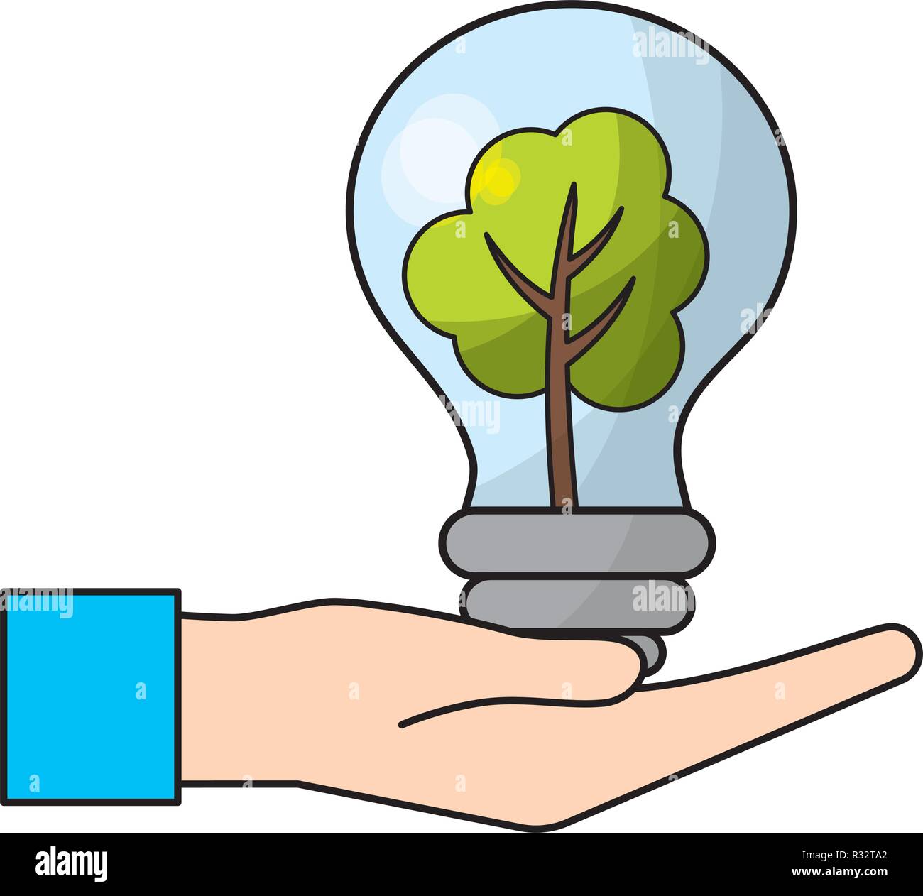 ecological green light bulb cartoon vector illustration graphic design ...