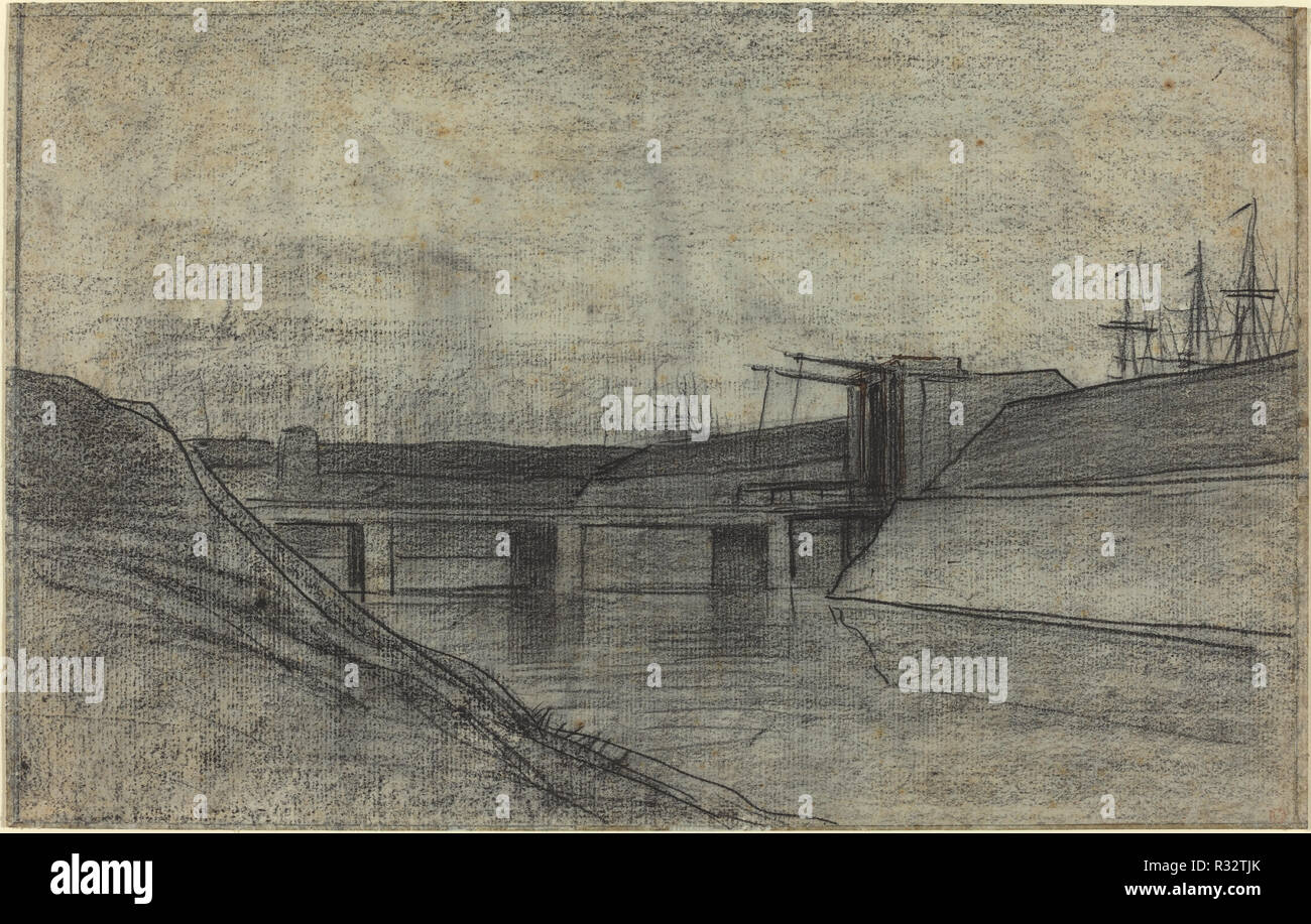 Charcoal and pen and brown ink on laid paper hi-res stock photography ...