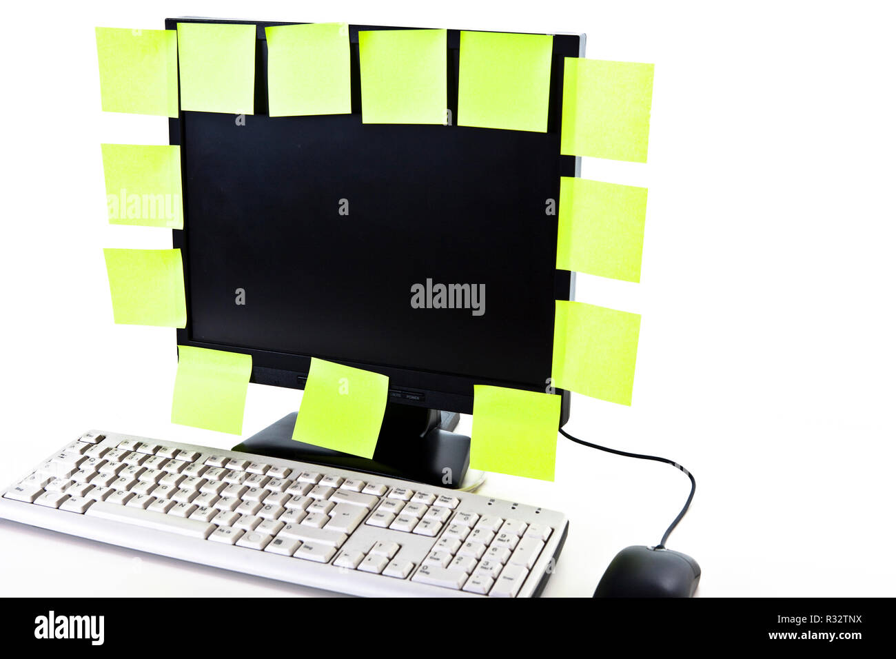 yellow notes on the screen Stock Photo - Alamy