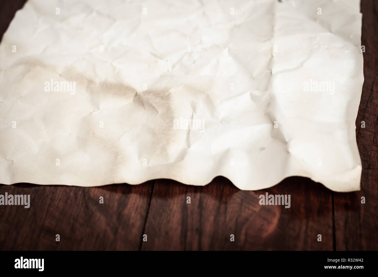 Background texture of crumpled aged paper with spot and stain Stock ...