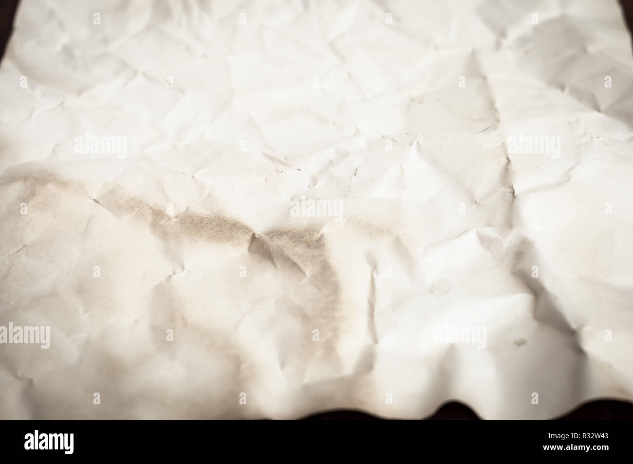 Background texture of crumpled aged paper with spot and stain Stock ...