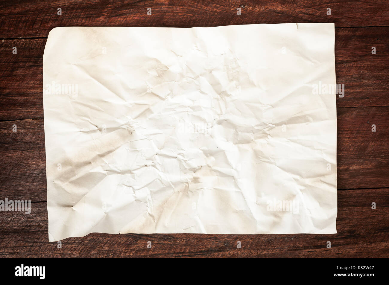 Background texture of crumpled aged paper with spot and stain Stock ...