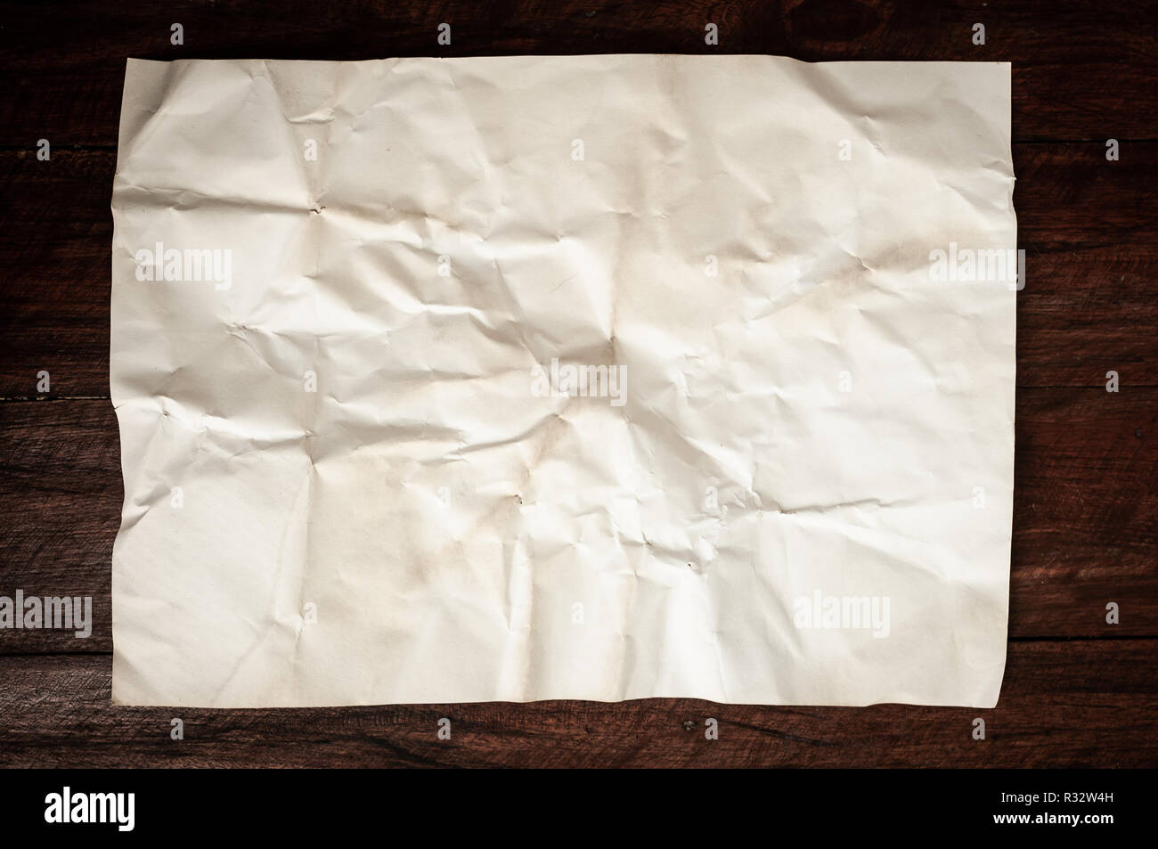 Background texture of crumpled aged paper with spot and stain Stock ...