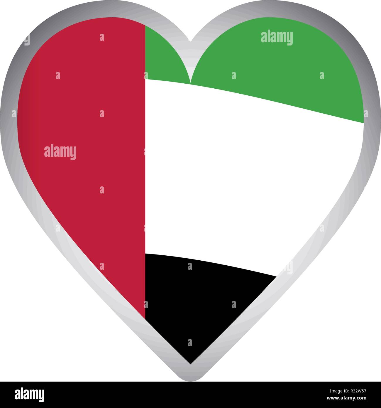 united arab emirates flag heart design cartoon vector illustration ...