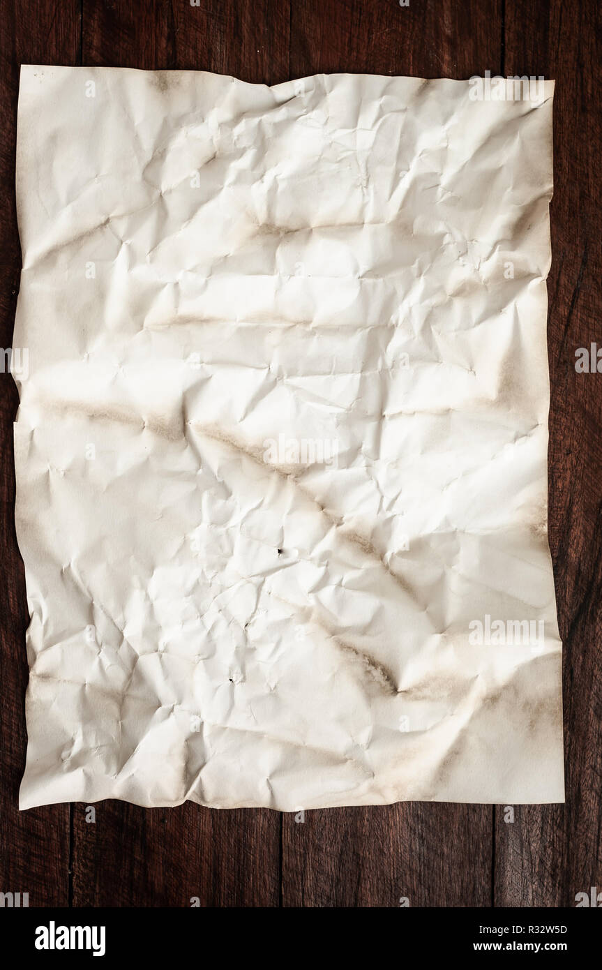 Background texture of crumpled aged paper with spot and stain Stock ...