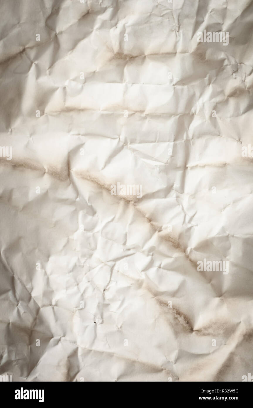Background texture of crumpled aged paper with spot and stain Stock ...