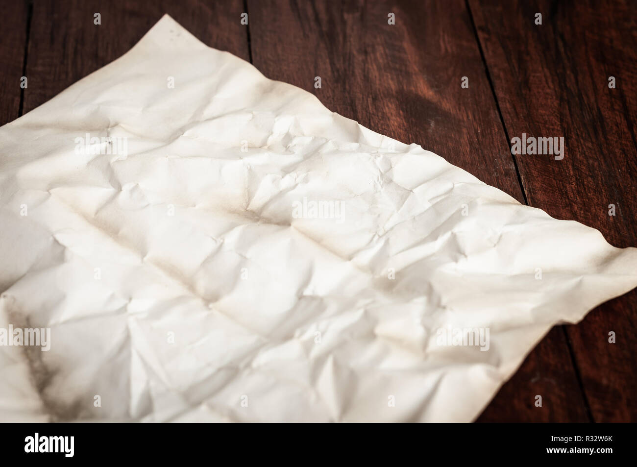 Background texture of crumpled aged paper with spot and stain Stock ...