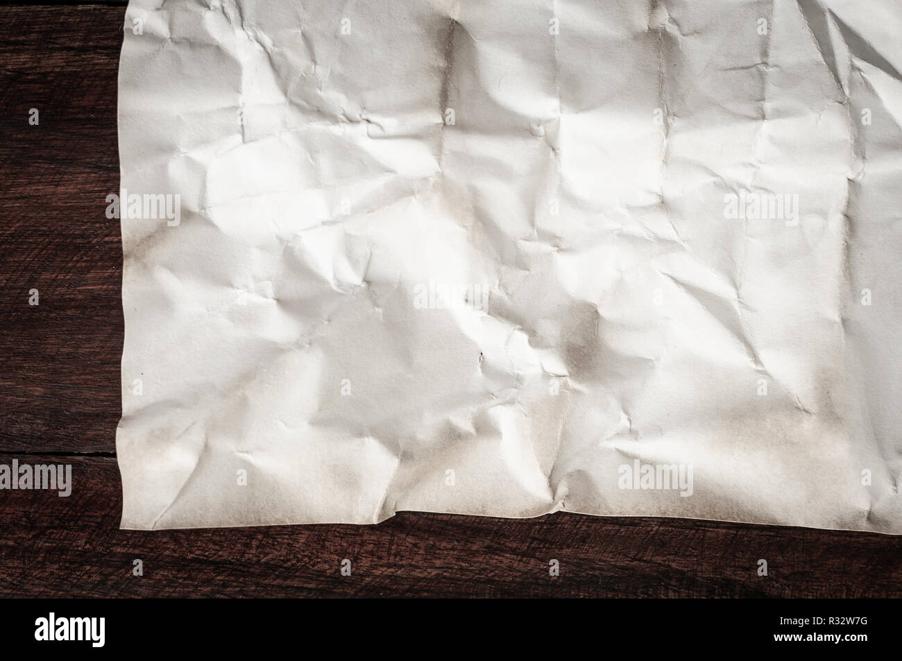 Background texture of crumpled aged paper with spot and stain Stock ...