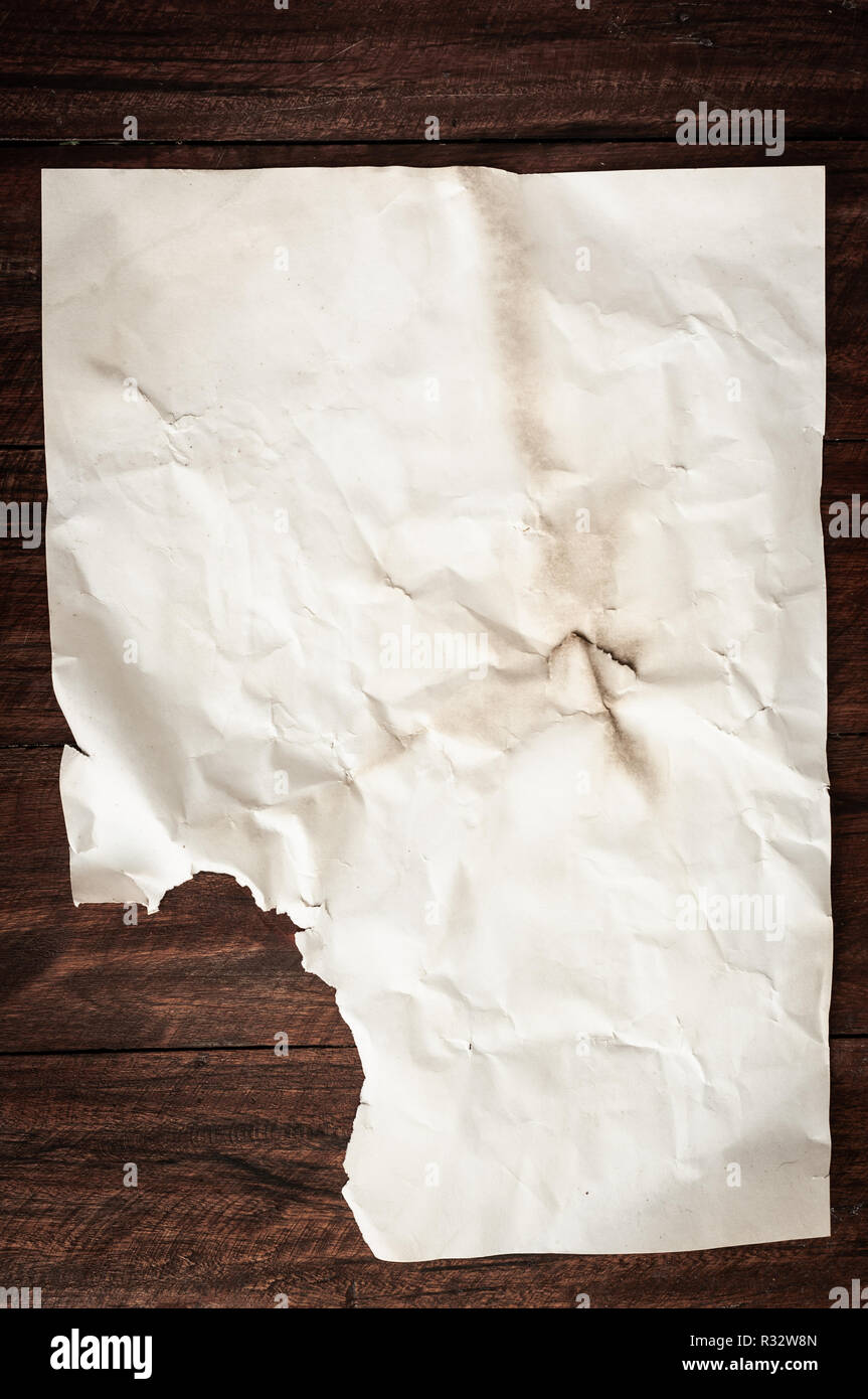 Background texture of crumpled aged paper with spot and stain Stock ...