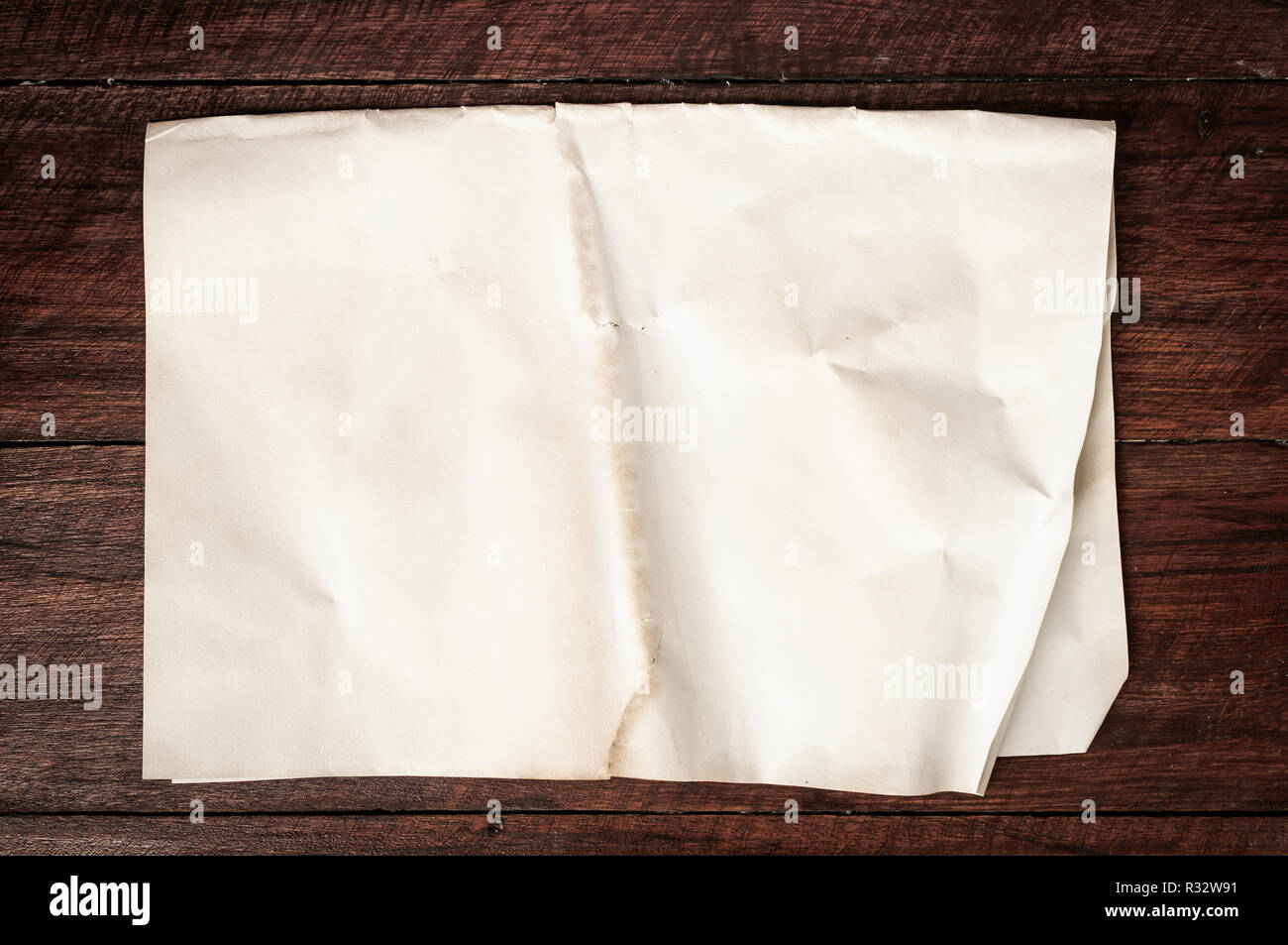 Background texture of crumpled aged paper with spot and stain Stock ...