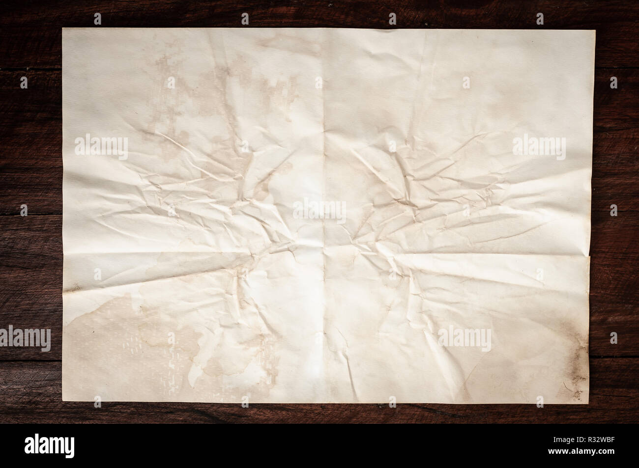 Background texture of crumpled aged paper with spot and stain Stock ...