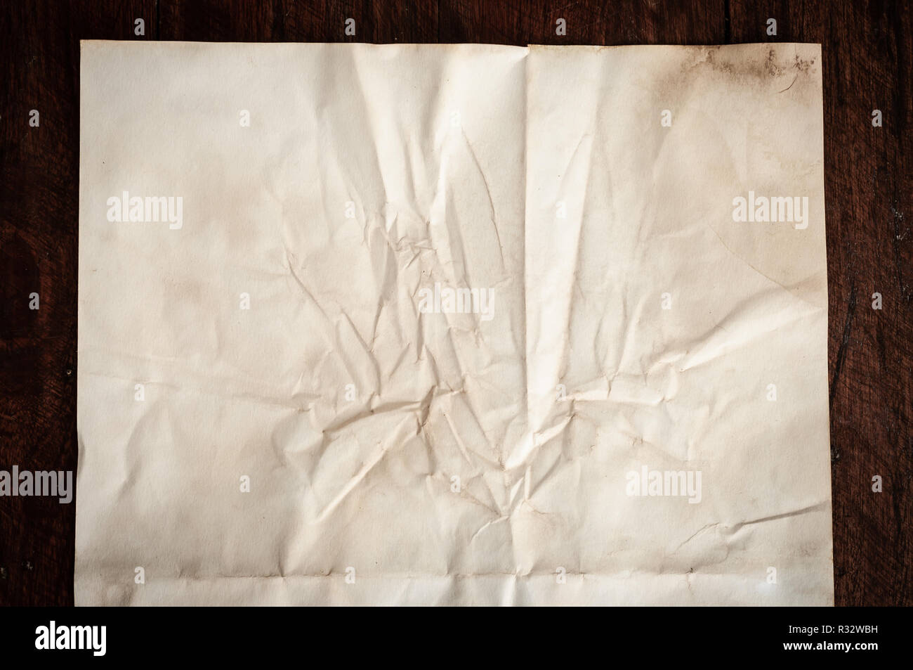 Background texture of crumpled aged paper with spot and stain Stock ...