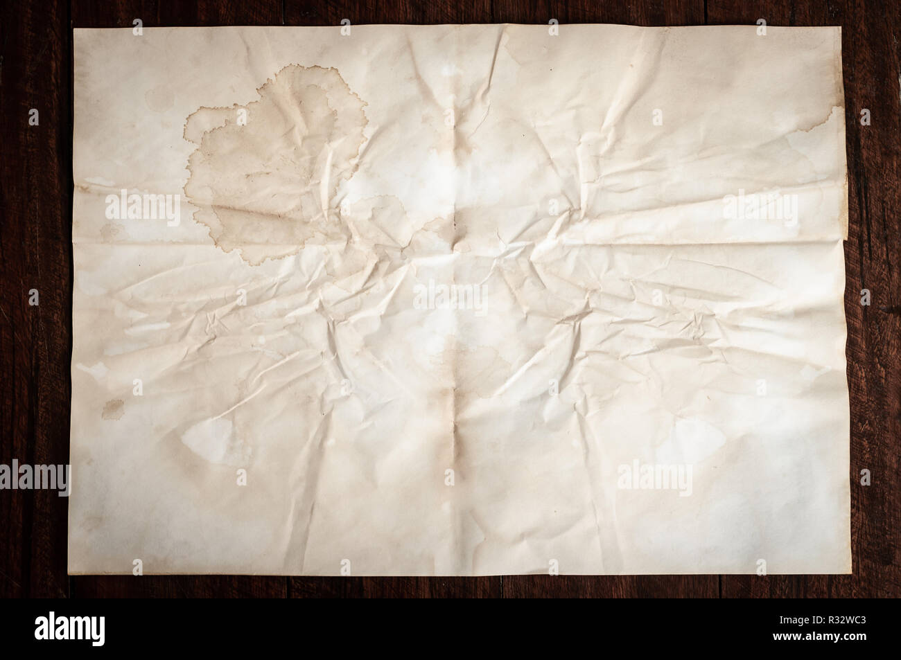 Background texture of crumpled aged paper with spot and stain Stock ...