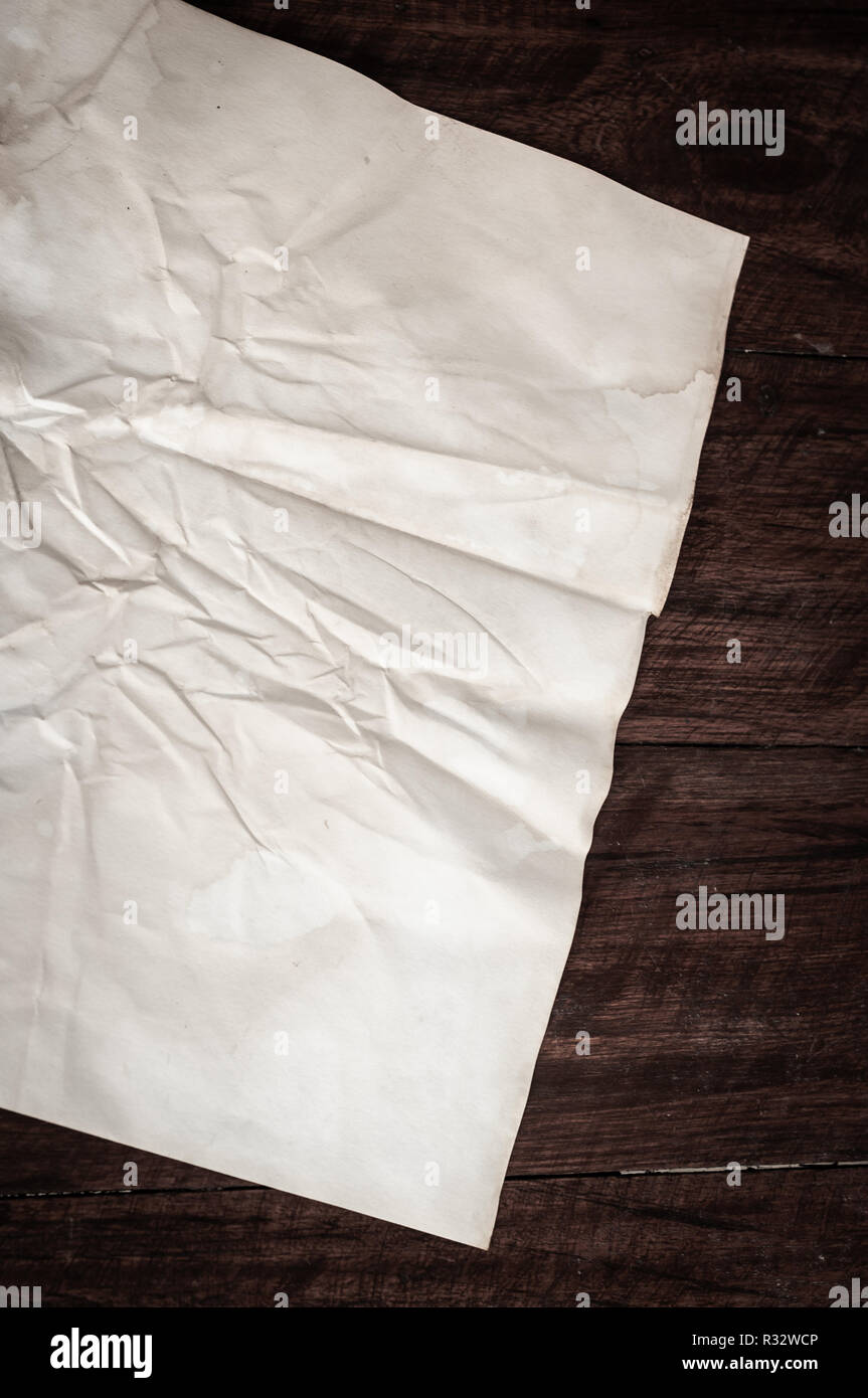 Background texture of crumpled aged paper with spot and stain Stock ...