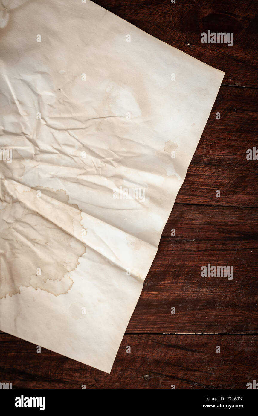Background texture of crumpled aged paper with spot and stain Stock ...