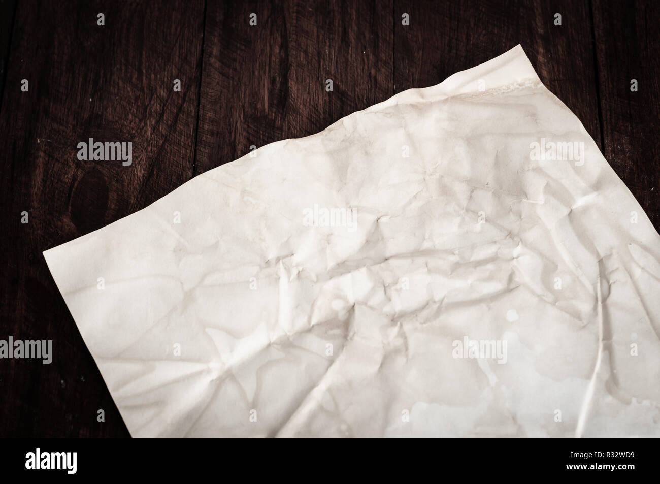 Background texture of crumpled aged paper with spot and stain Stock ...