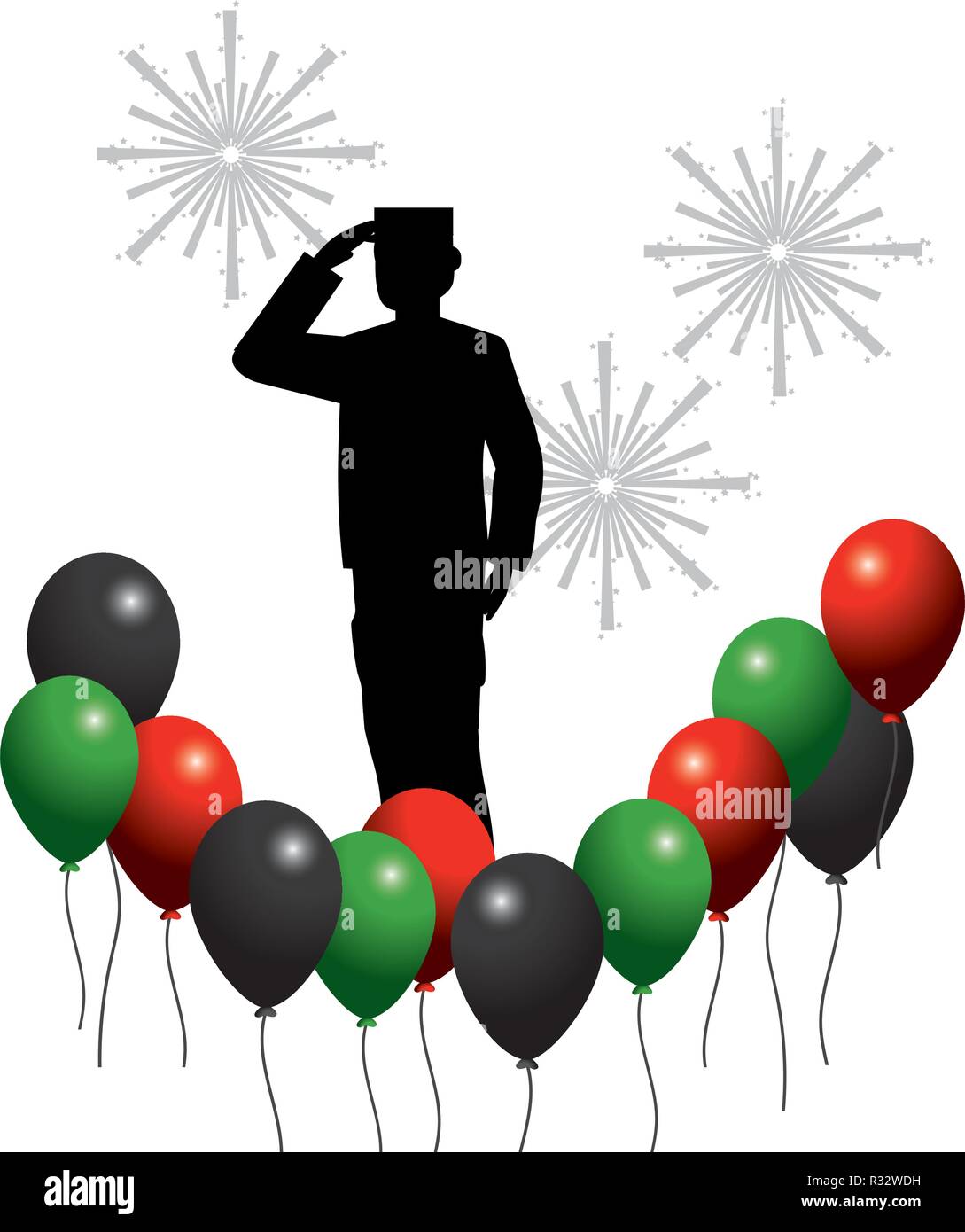 united arab emirates balloons with flag colors and soldier with ...