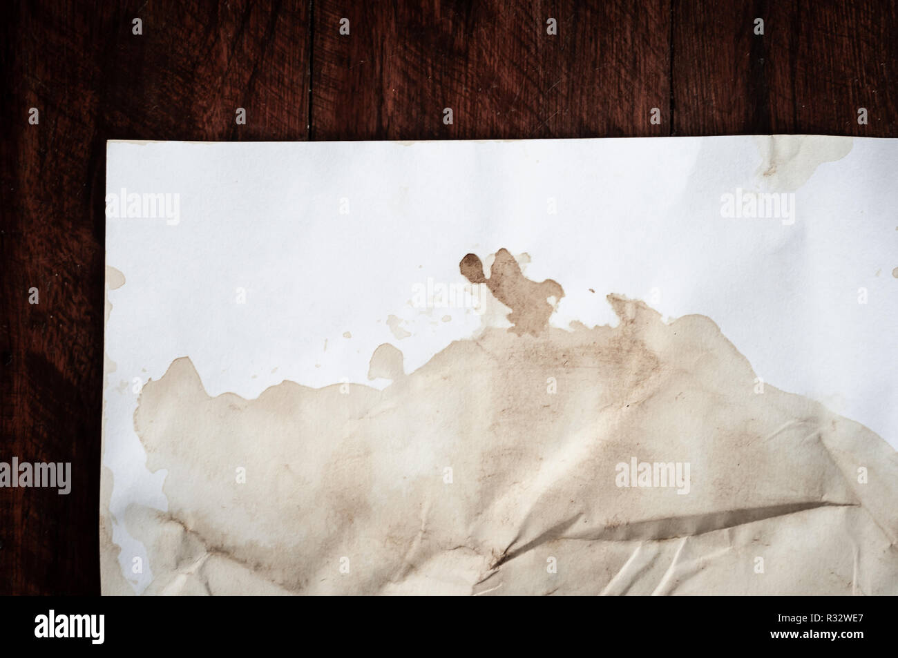 Background texture of crumpled aged paper with spot and stain Stock ...