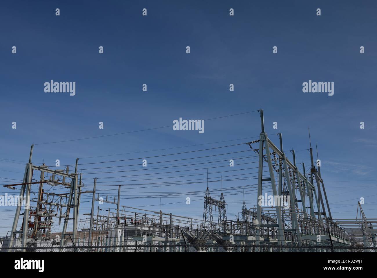 Electrical grid infrastructure, high voltage substation metal structure ...