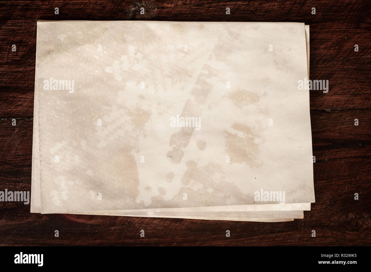 Background texture of crumpled aged paper with spot and stain Stock ...