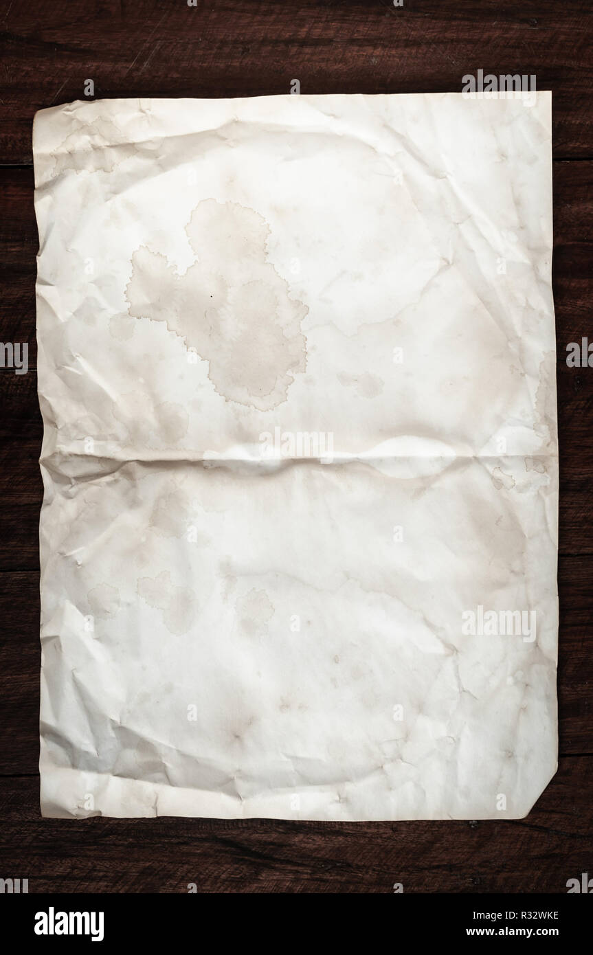 Background texture of crumpled aged paper with spot and stain Stock ...