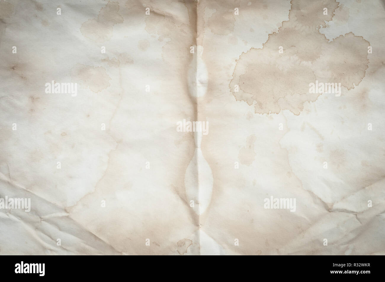 Background texture of crumpled aged paper with spot and stain Stock ...