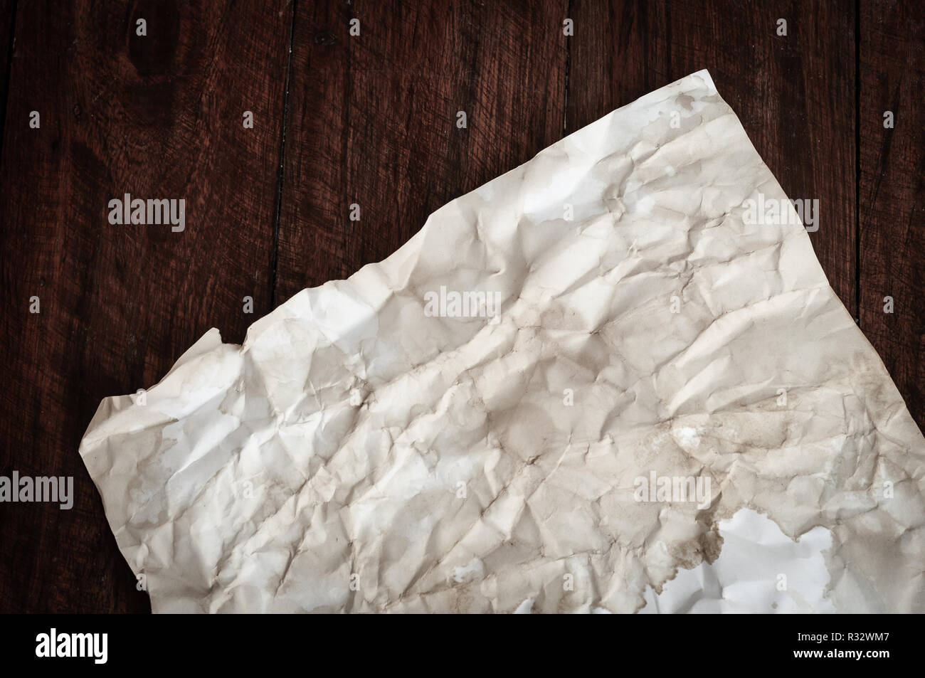 Background texture of crumpled aged paper with spot and stain Stock ...